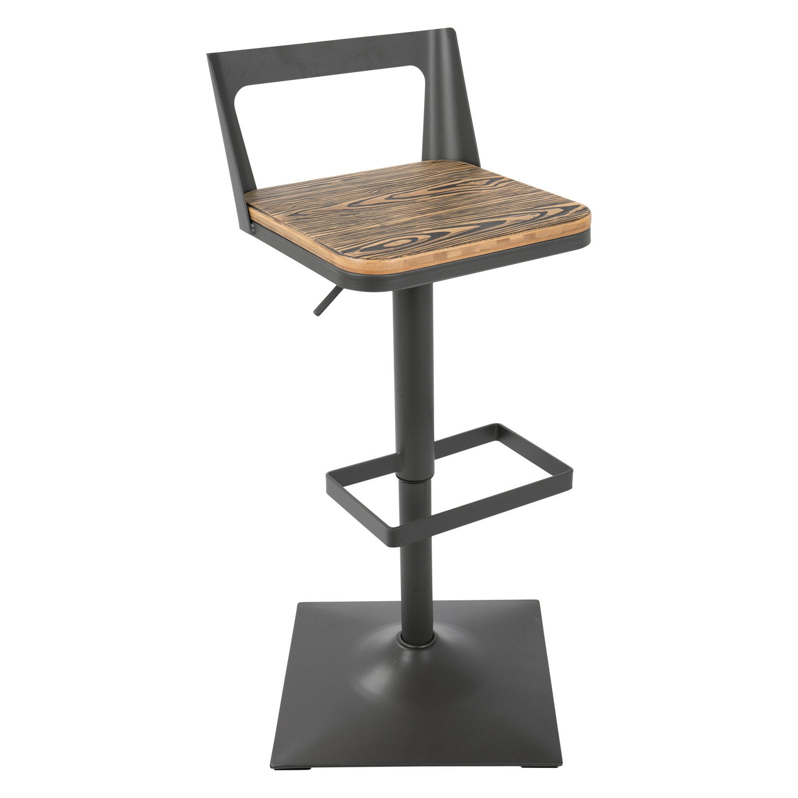 LumiSource Samurai Barstool with Grey Frame and Brown Wood - Walmart.com