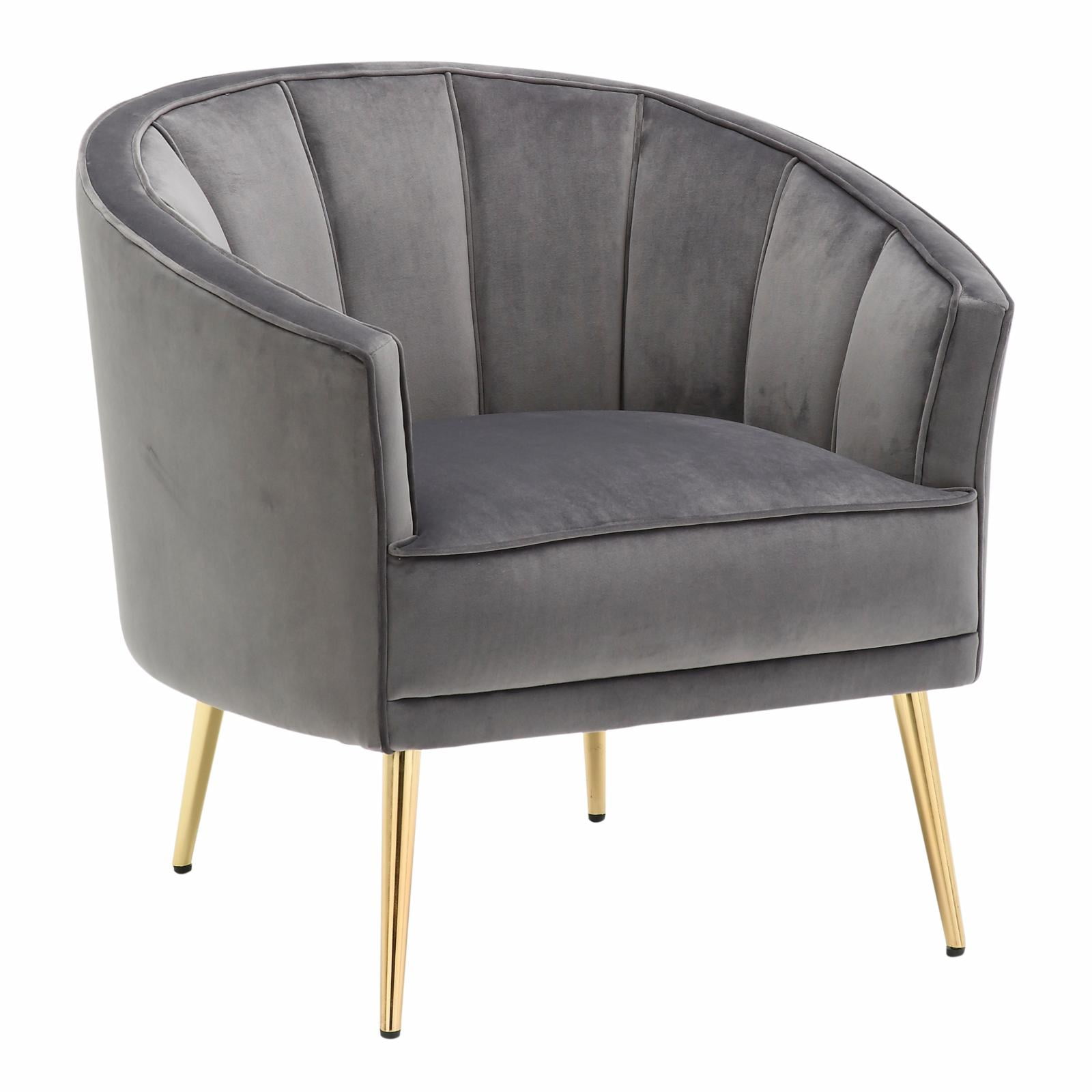 Lumisource Tania Contemporary/Glam Accent Chair in Gold Metal and Grey ...