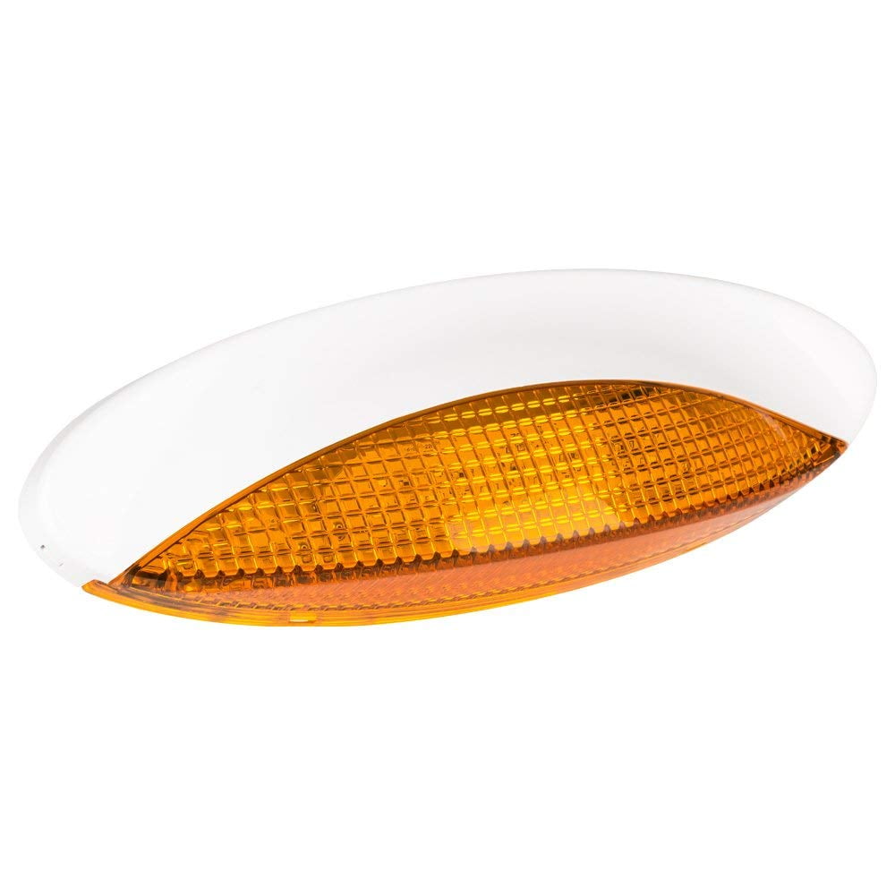 Lumitronics LED Euro Style Porch Light, with White Cover and Amber Lens ...