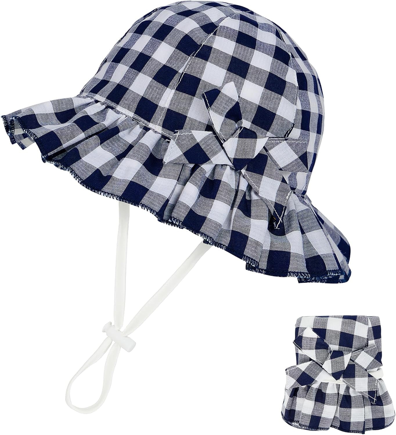 Lumivia Baby Sun Hat - Toddler Cute Ruffle Brim - Baby Beach Hat - Cotton Checkered - UPF 50 ...