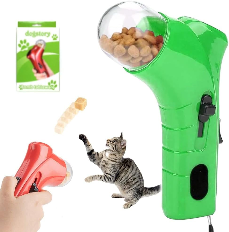 Lumivia Cat Treat Launcher Gun, Cat and Dog Food Shooter Gun, Handheld ...