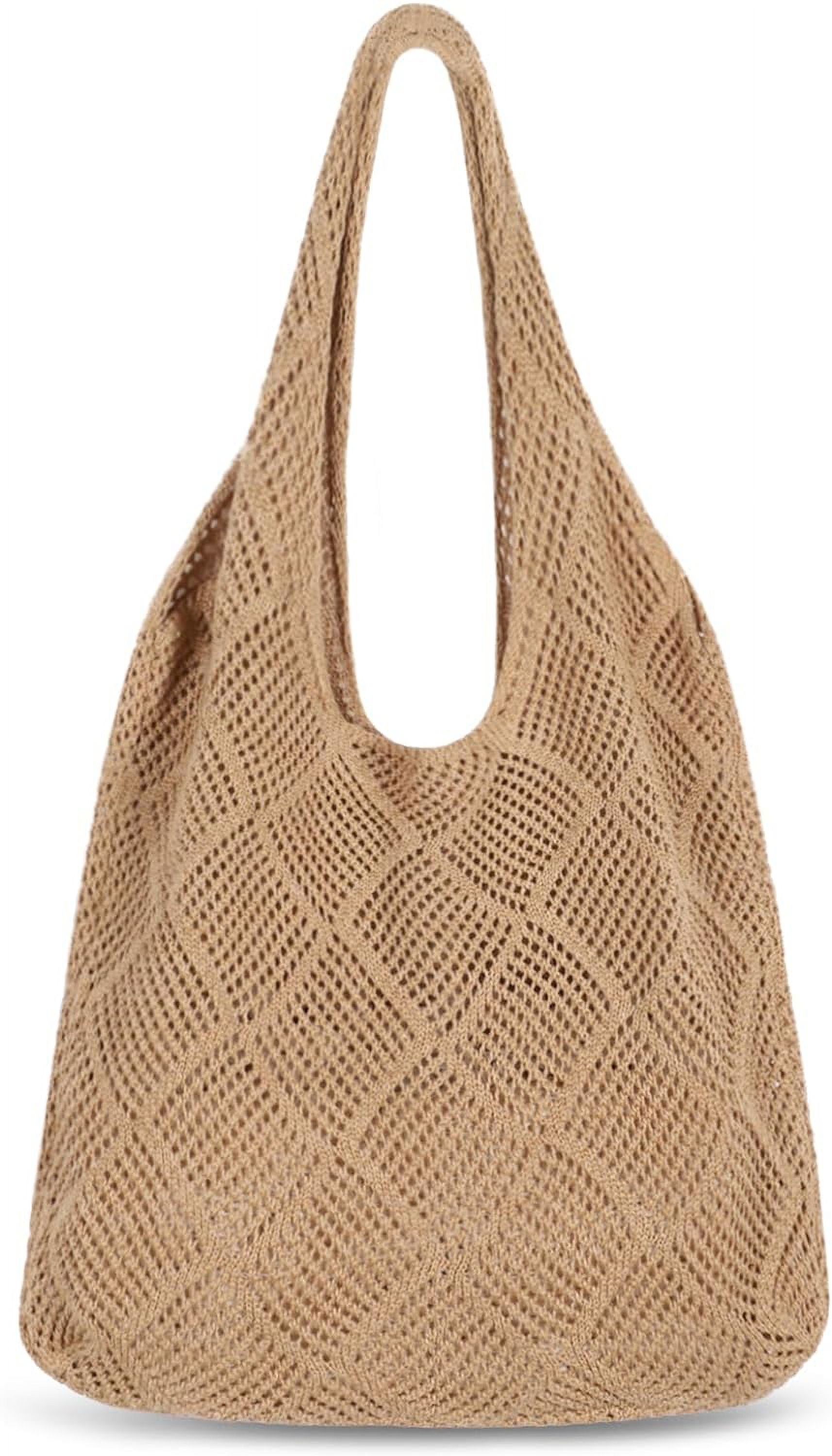 Lumivia Crochet Tote Bag, Mesh Beach Bag Knit Summer Hobo Bag Vacation ...