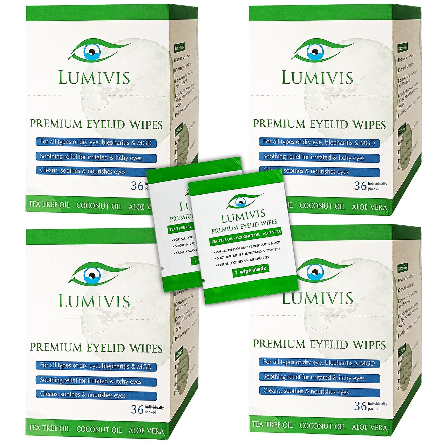 Lumivis Tea Tree Oil Eyelid Wipes - 144 Individually Wrapped Pads for ...