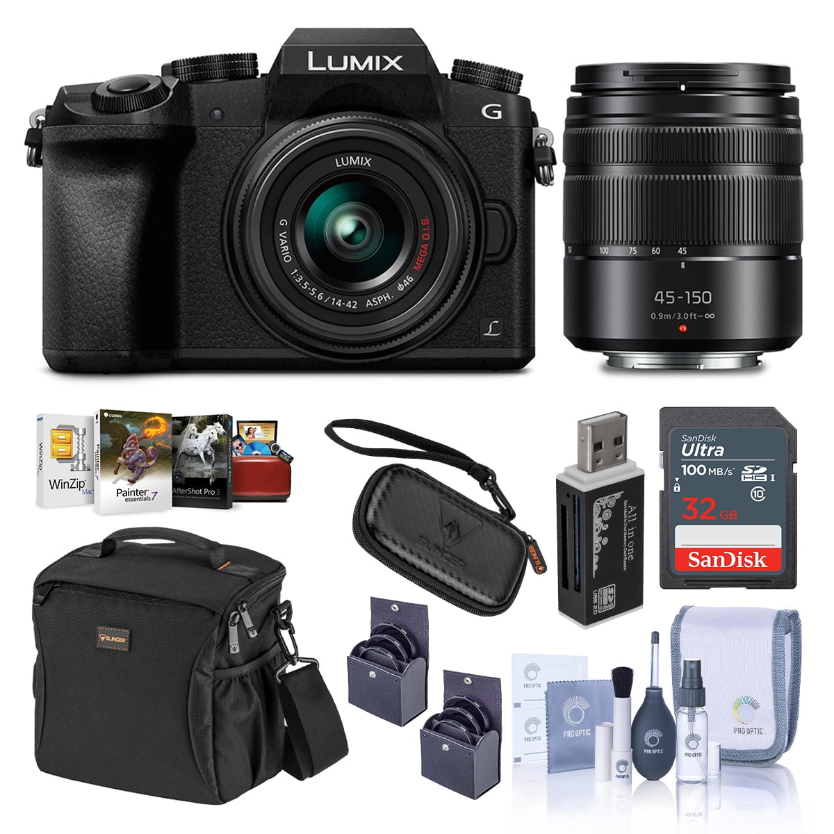 Lumix DMC-G7 Mirrorless Camera with Lumix G Vario 14-42mm and 45-150mm ...