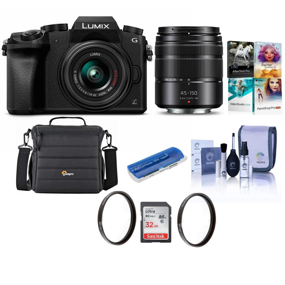 Panasonic Lumix DMC-G7 Camera with 14-42mm & 45-150mm Lenses, Black ...