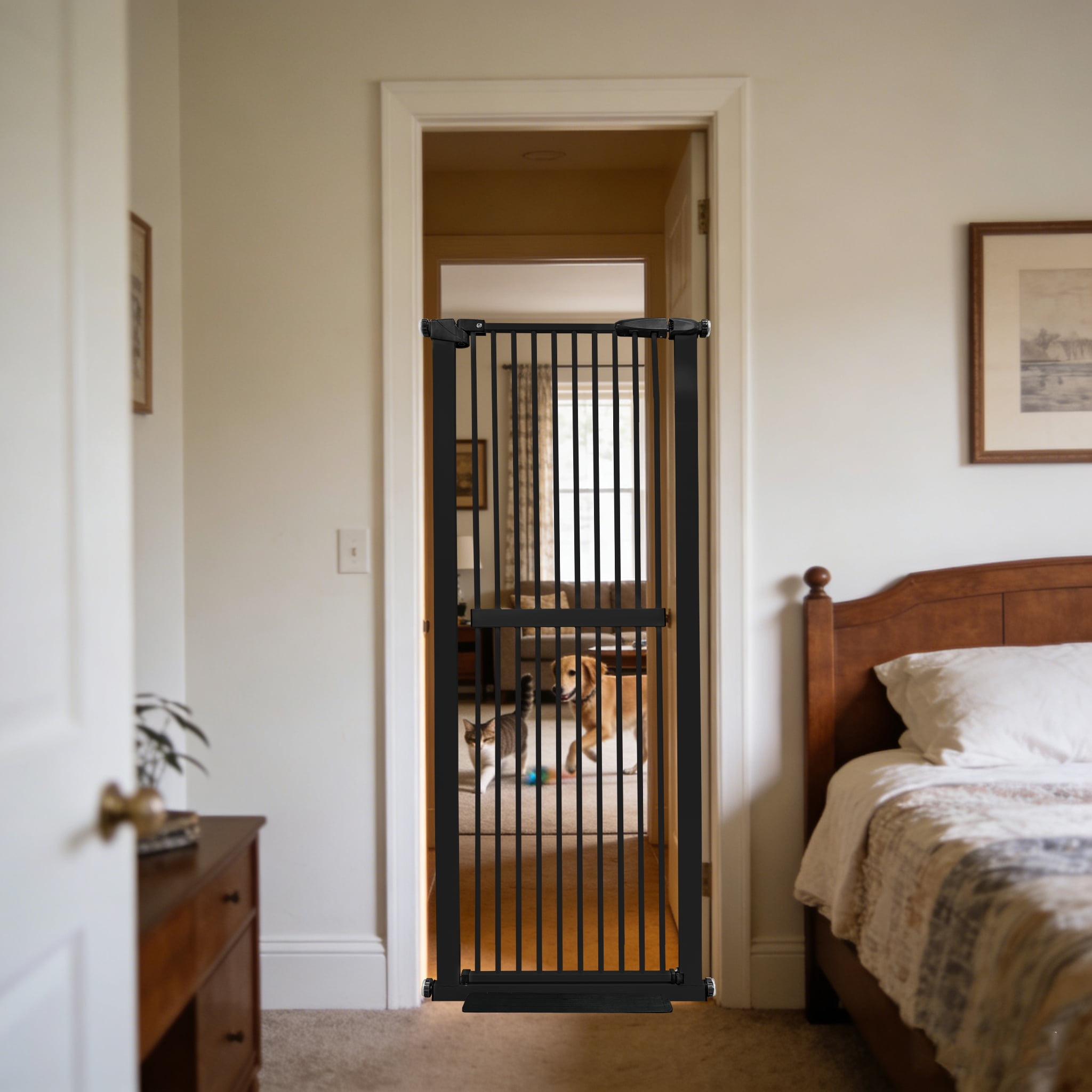 Lumizone Extra Tall Pet Gate 61.02" High Pressure Mounted 26.38"-30.11 ...