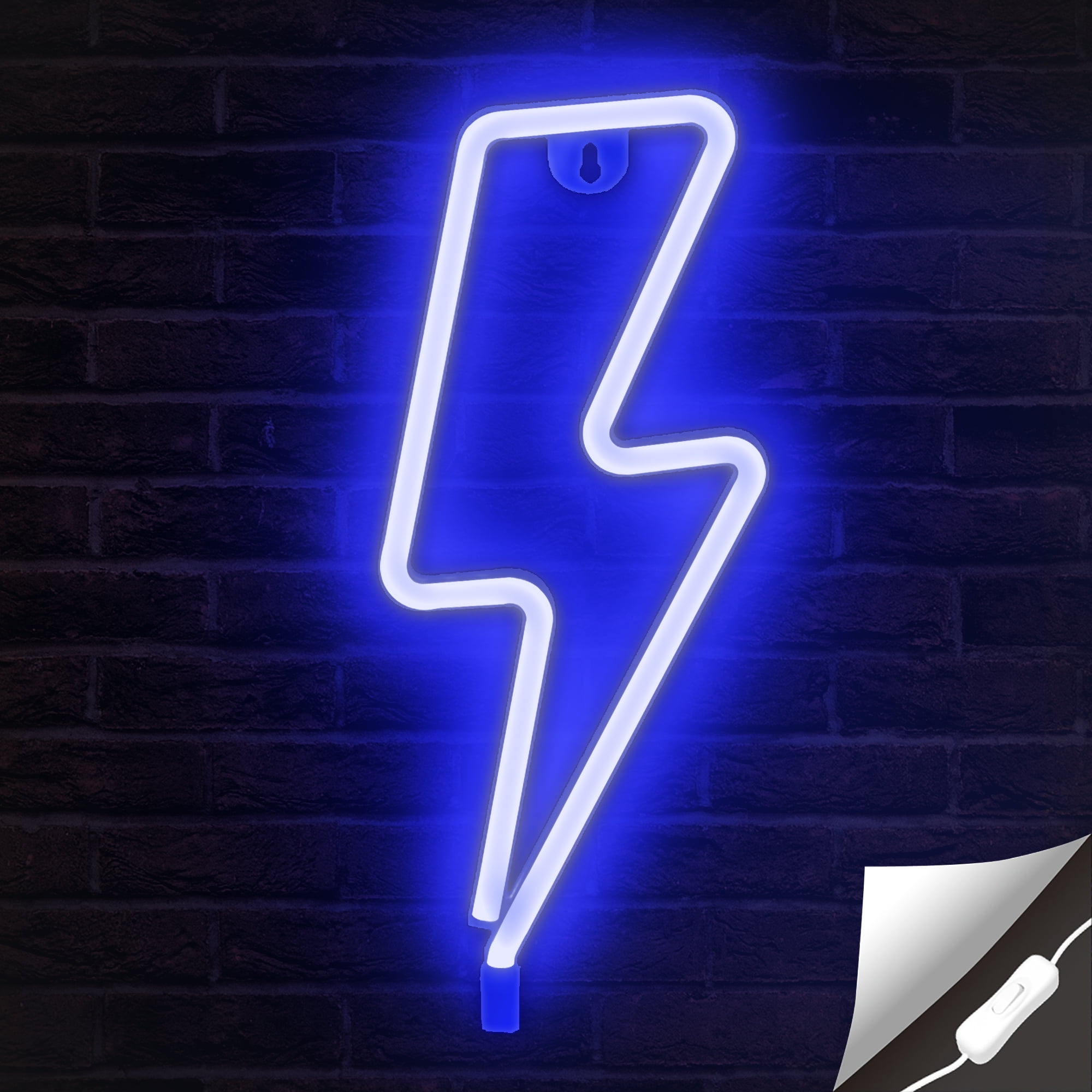 Lumoonosity Lightning Bolt Blue LED Neon Sign USB Powered for Wall ...