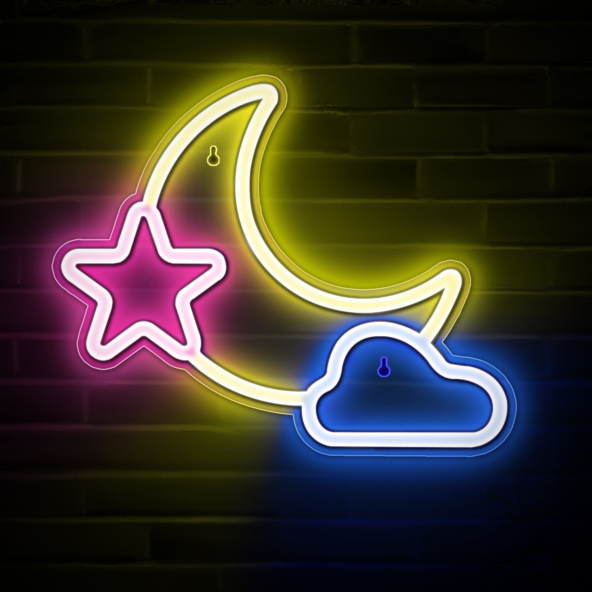 Lumoonosity Moon Star Cloud with Premium USB Powered Neon Night Light ...
