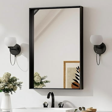 Lumora 38"x 26.25" Bathroom Oval Mirror Wall Mirror Wall Mounted, Black ...