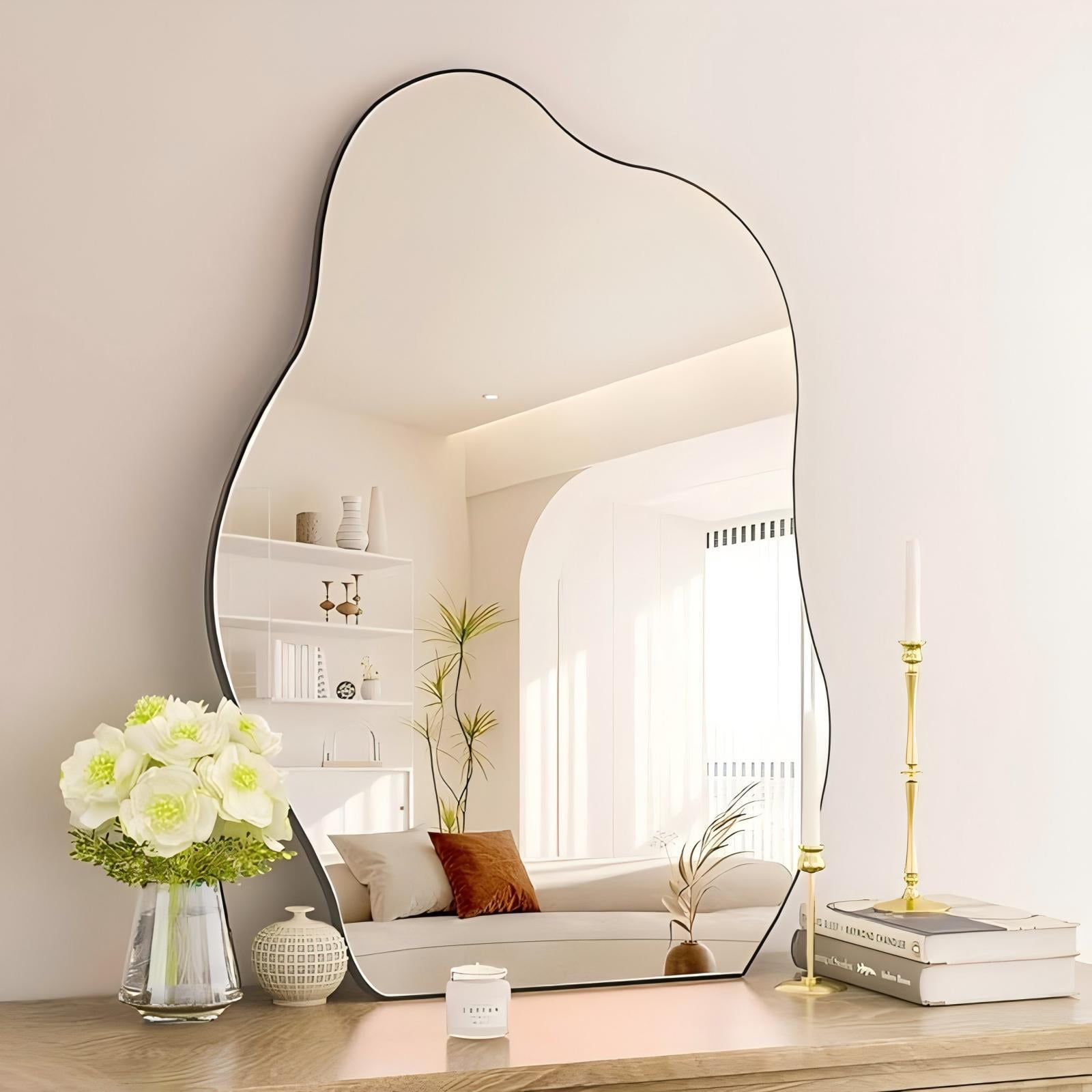 Lumora 38" x 26.5" Irregular Asymmetrical Frameless Wall Mirror Wall ...
