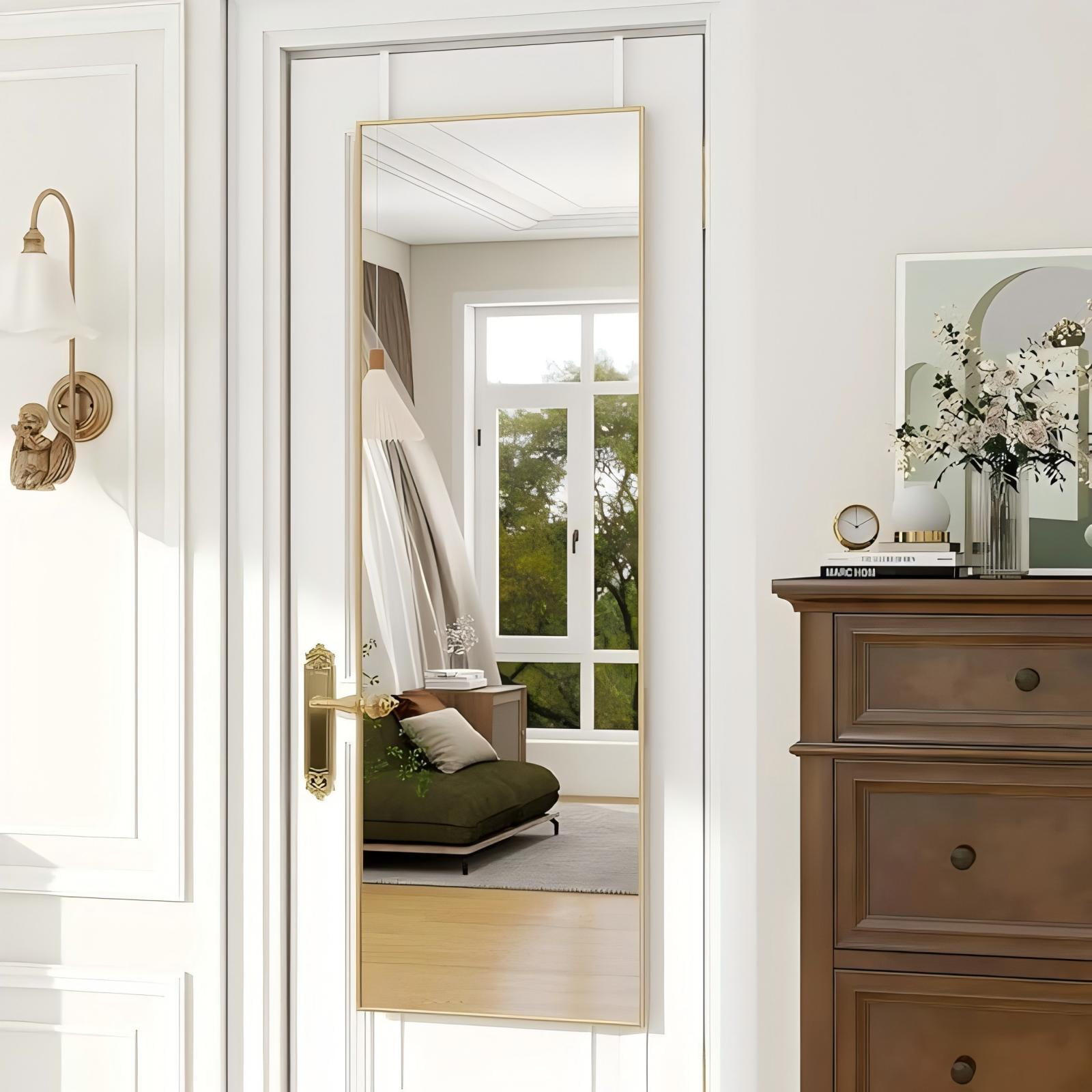 Anyrose 48" x 14.56" Full Length Mirror Over the Door Wall Mounted ...