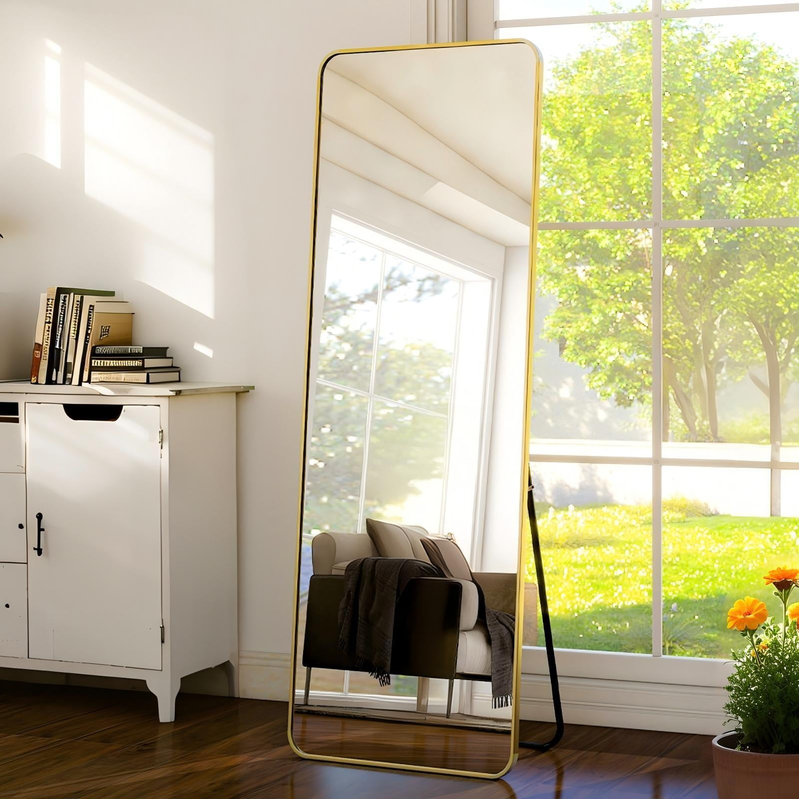 Lumora 59"x 16" Rectangular Full Length Mirror with Round Edge Floor ...