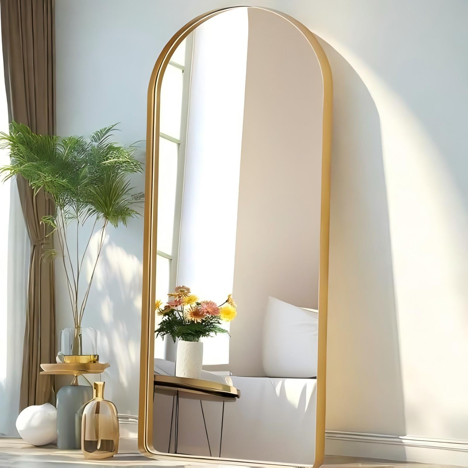 Lumora 71"x 30.5" Arched Full Length Mirror Aluminum Alloy Frame Wall ...