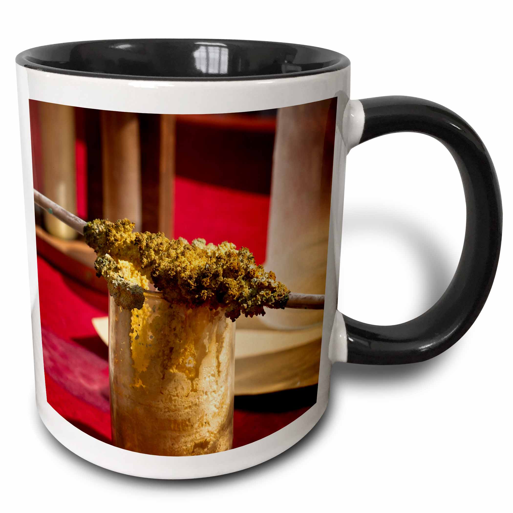 Lump of yellow sulfur on a stick over a glass. Medieval chemistry 15oz ...