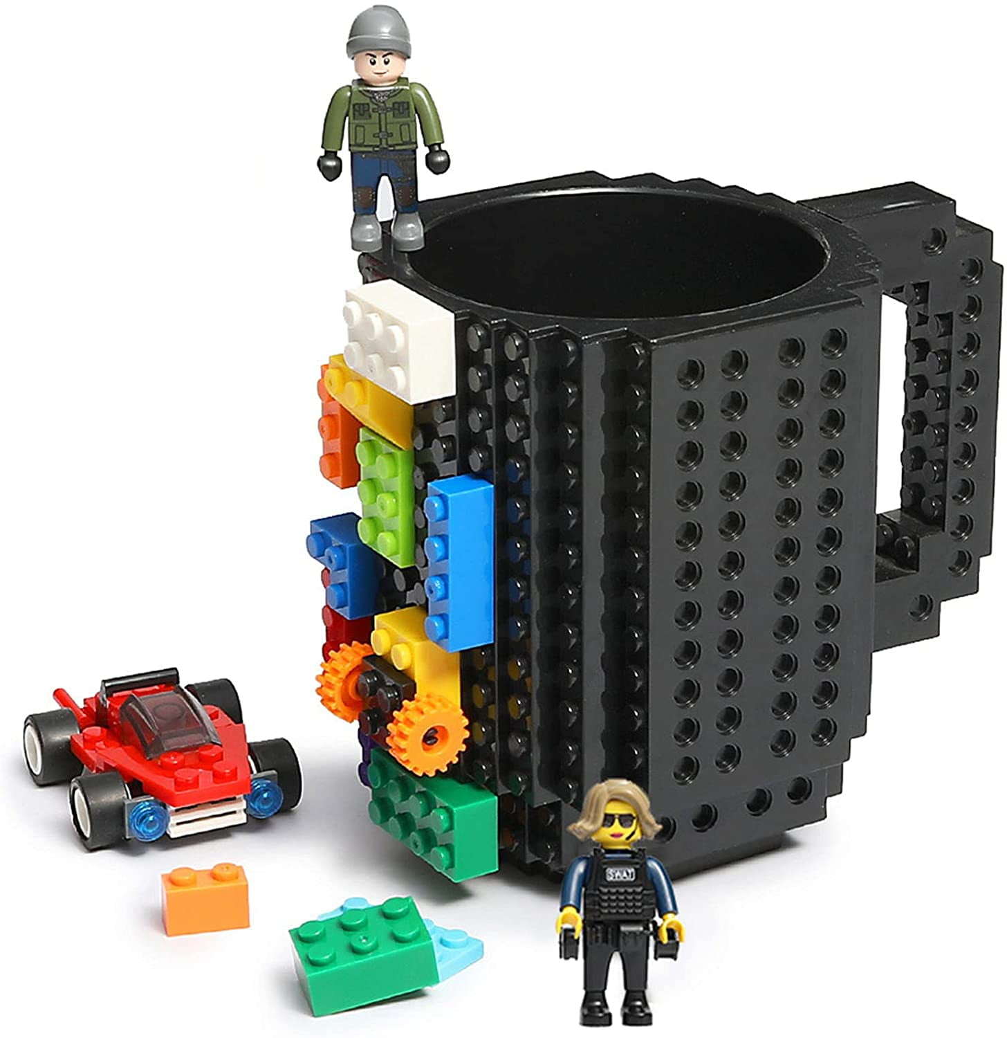 Lumsburry Build-on Brick Coffee Mug, Funny DIY Novelty Cup with ...