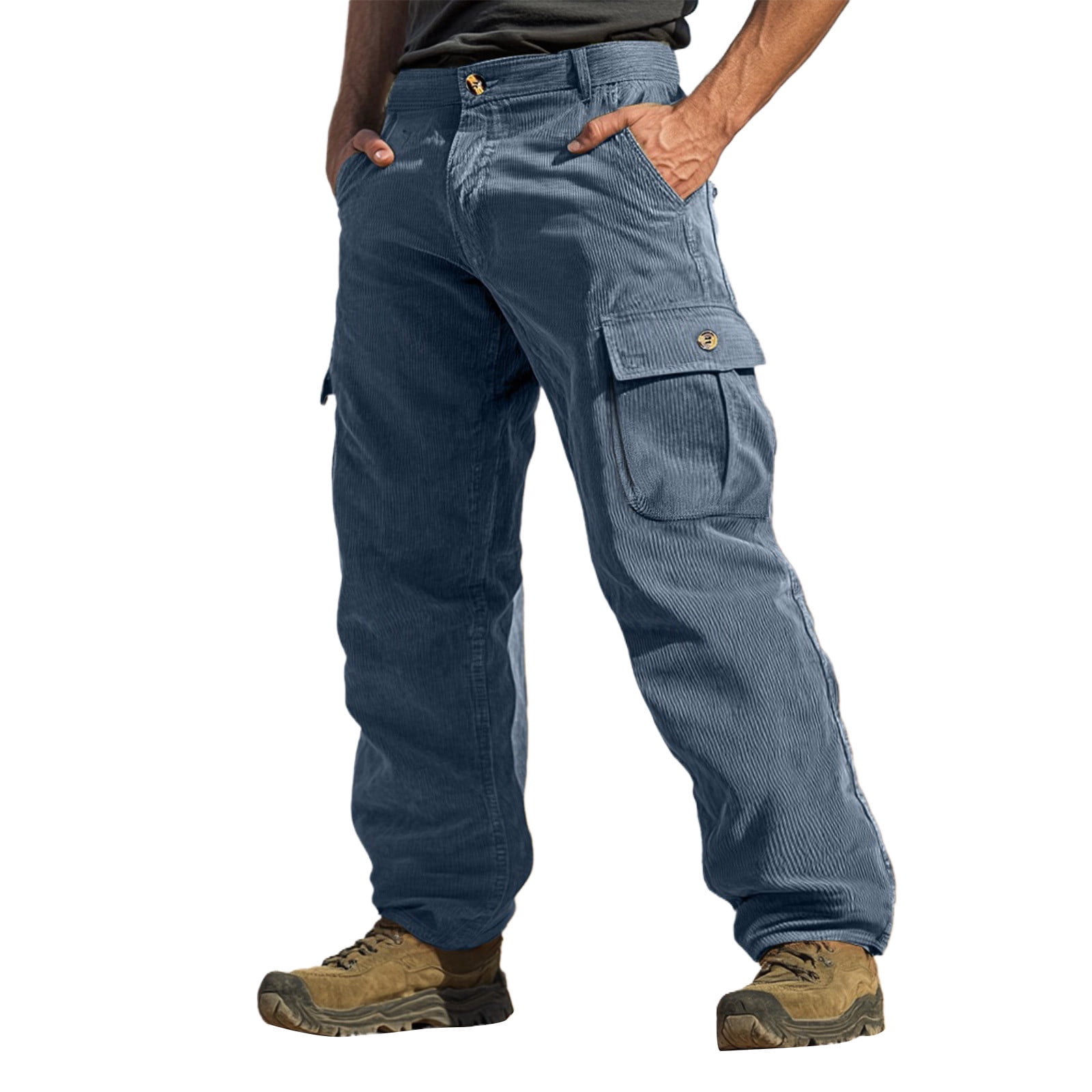 Lumtrix Corduroy Casual Cargo Pants for Men - Stretchable, Regular Fit ...
