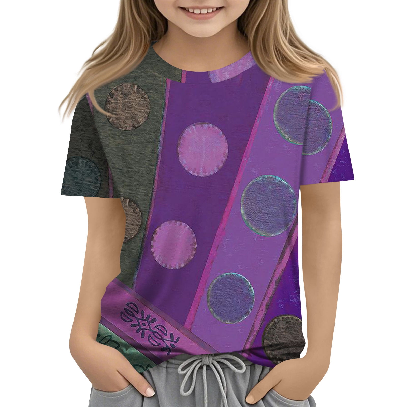 Lumtrix Girls Summer Tops 2025 Crew Neck Short Sleeve T Shirts Dressy ...