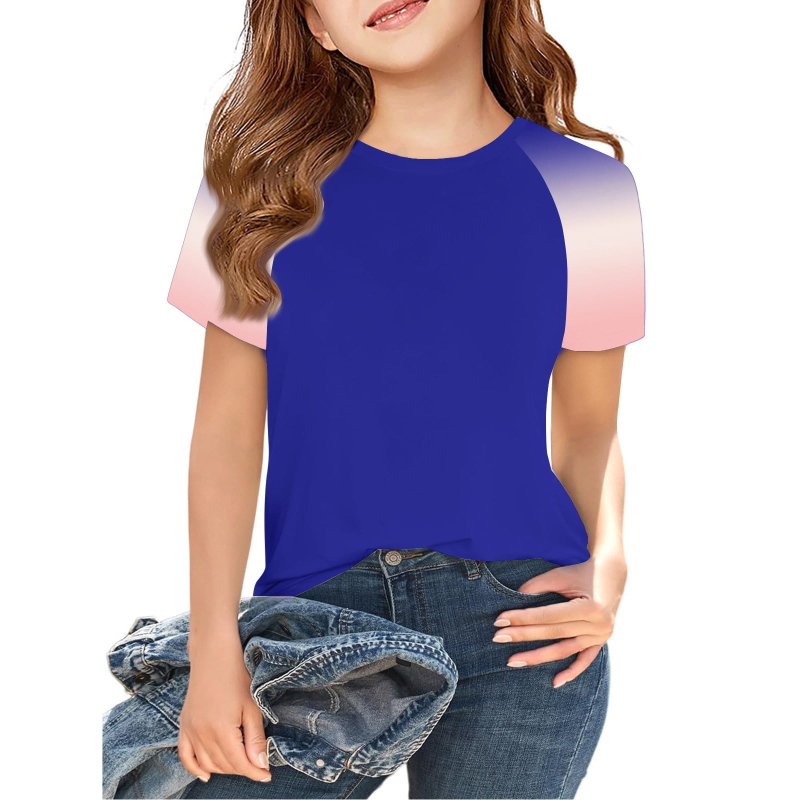 Lumtrix Girls Tie Dye Short Sleeve Shirt Kids Summer Crewneck Color ...