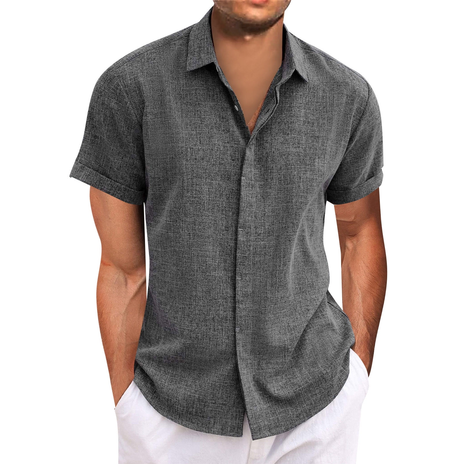 Lumtrix Men's Short Sleeve Dress Shirts Stretch Stain Shield Casual ...