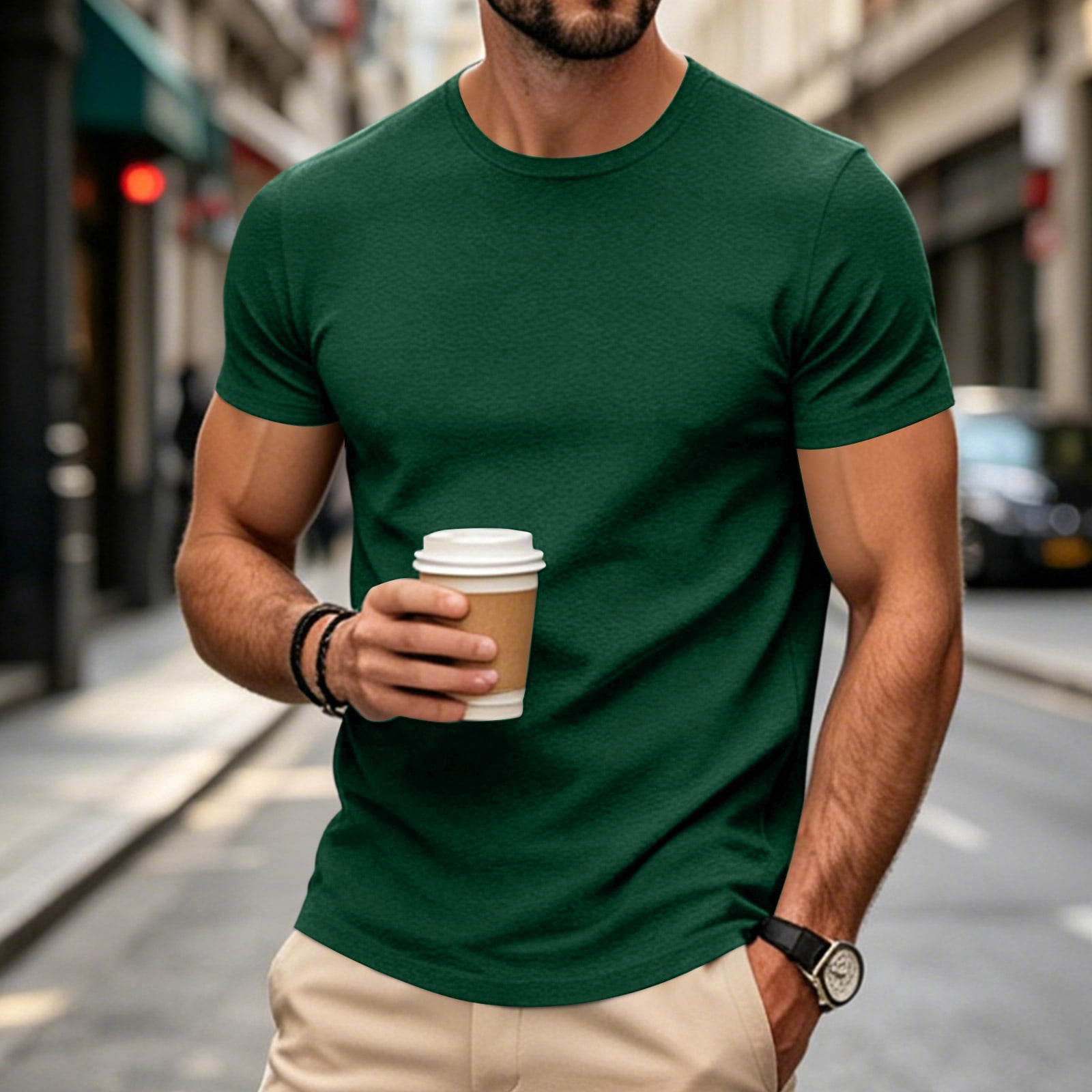 Lumtrix Men's Short Sleeve T-Shirt Casual Summer Crew Neck Fitted Tops ...