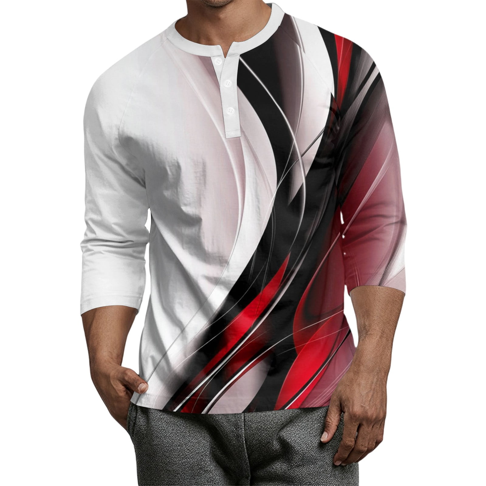 Lumtrix Mens Henley Shirts 3/4 Sleeve Sleeve Stretch Casual 3 Button ...