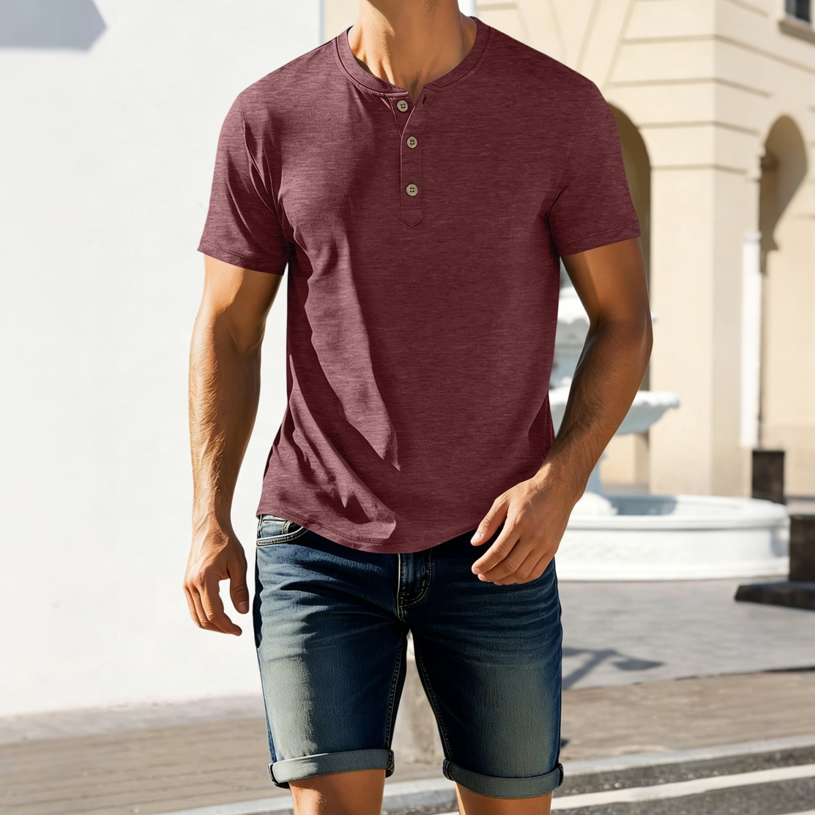 Lumtrix Mens Henley Shirts Short Sleeve Casual Stylish Tshirt ...