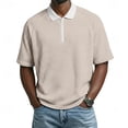 Lumtrix Mens Quarter Zip Polo Shirts Collared Short Sleeve Waffle ...