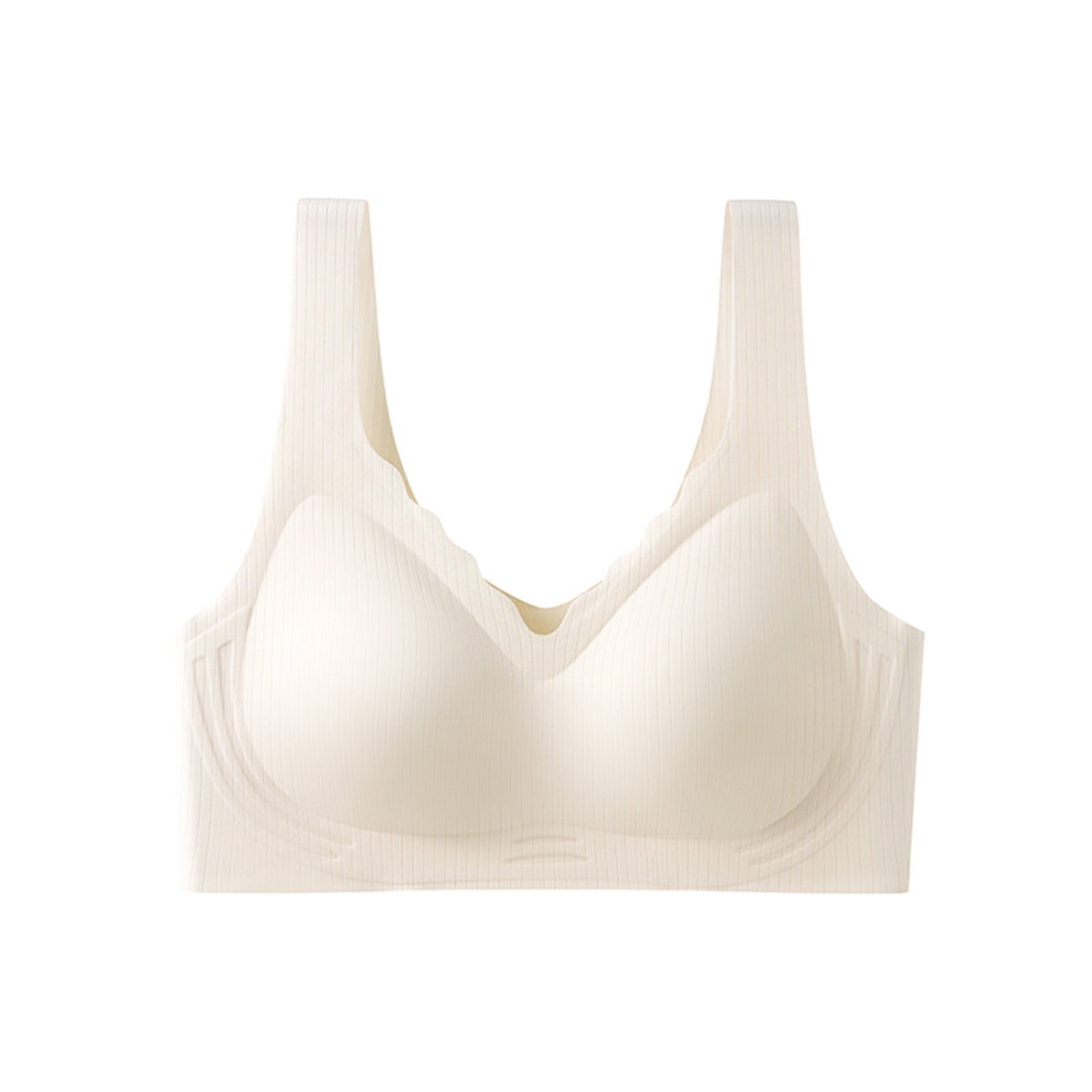 Lumtrix Wireless Scalloped Ribbed Bras for Women No Underwire Seamless ...