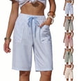 Lumtrix Women'S Striped Bermuda Shorts Dressy Casual Drawstring Elastic ...