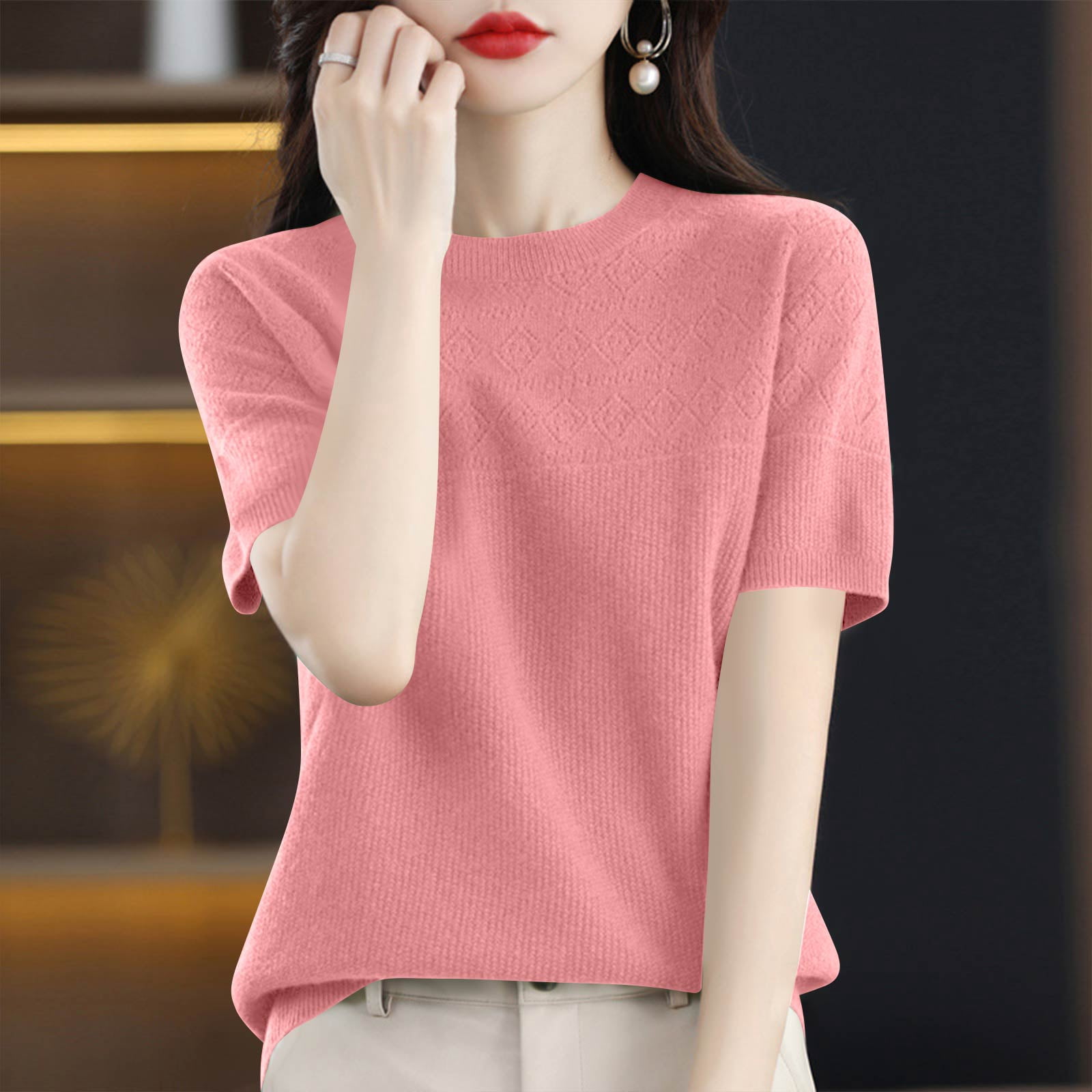 Lumtrix Women's Short Sleeve Sweaters 2026 Summer Fall Lightweight ...