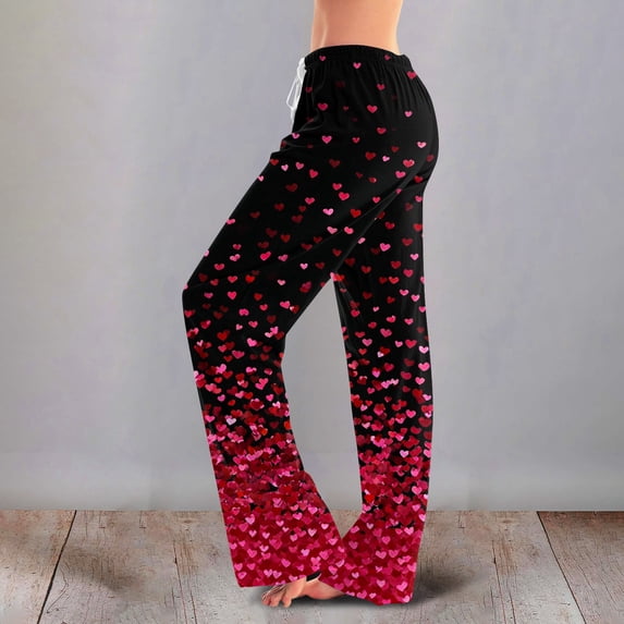 Lumtrix Women's Valentines Pajamas Pants Love Heart Print Stretch ...