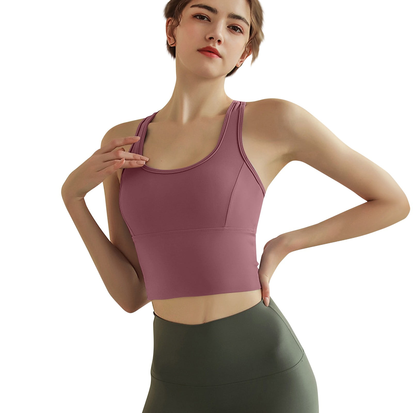 Lumtrix Womens Soft Sport Bra Workout Tank Tops Full Coverage Bra ...