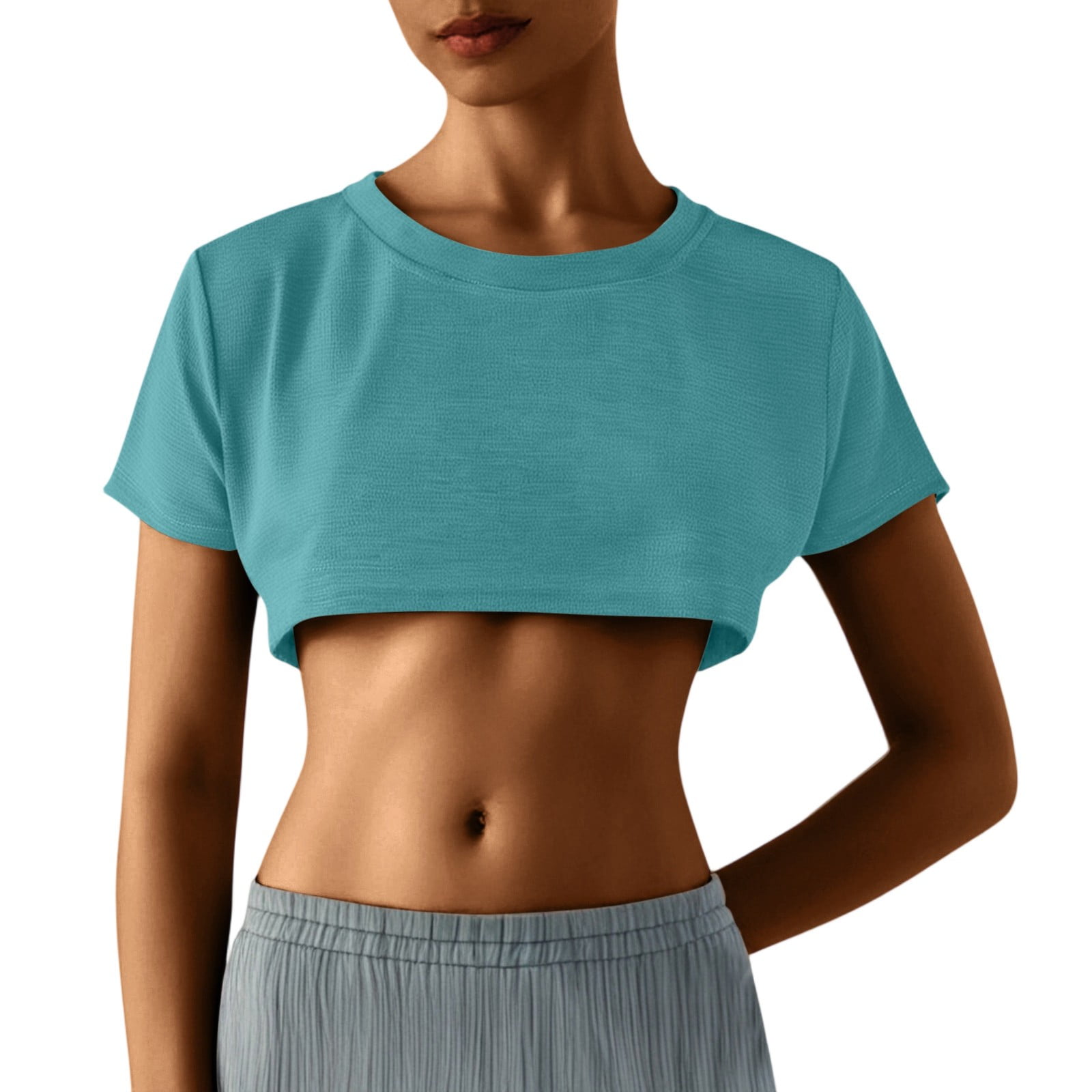 Lumtrix Womens Summer Tops 2025 Casual Solid T Shirts Crew Neck Workout ...