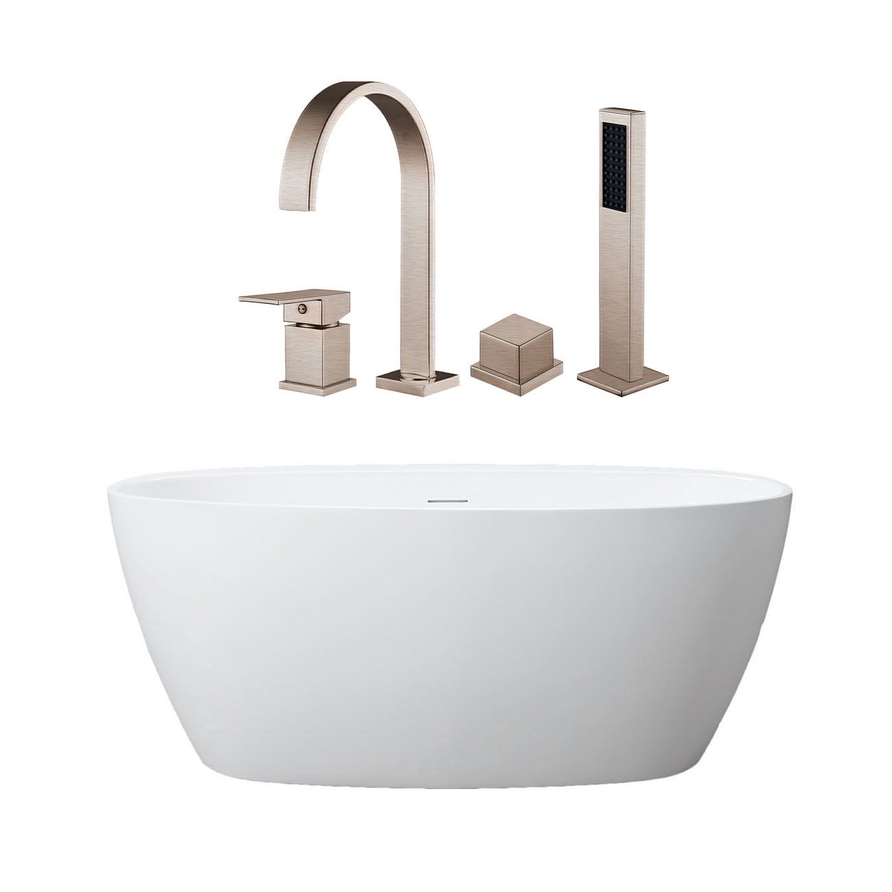 Luna 59 Inch Matte White Acrylic Double Ended Freestanding Tub and ...