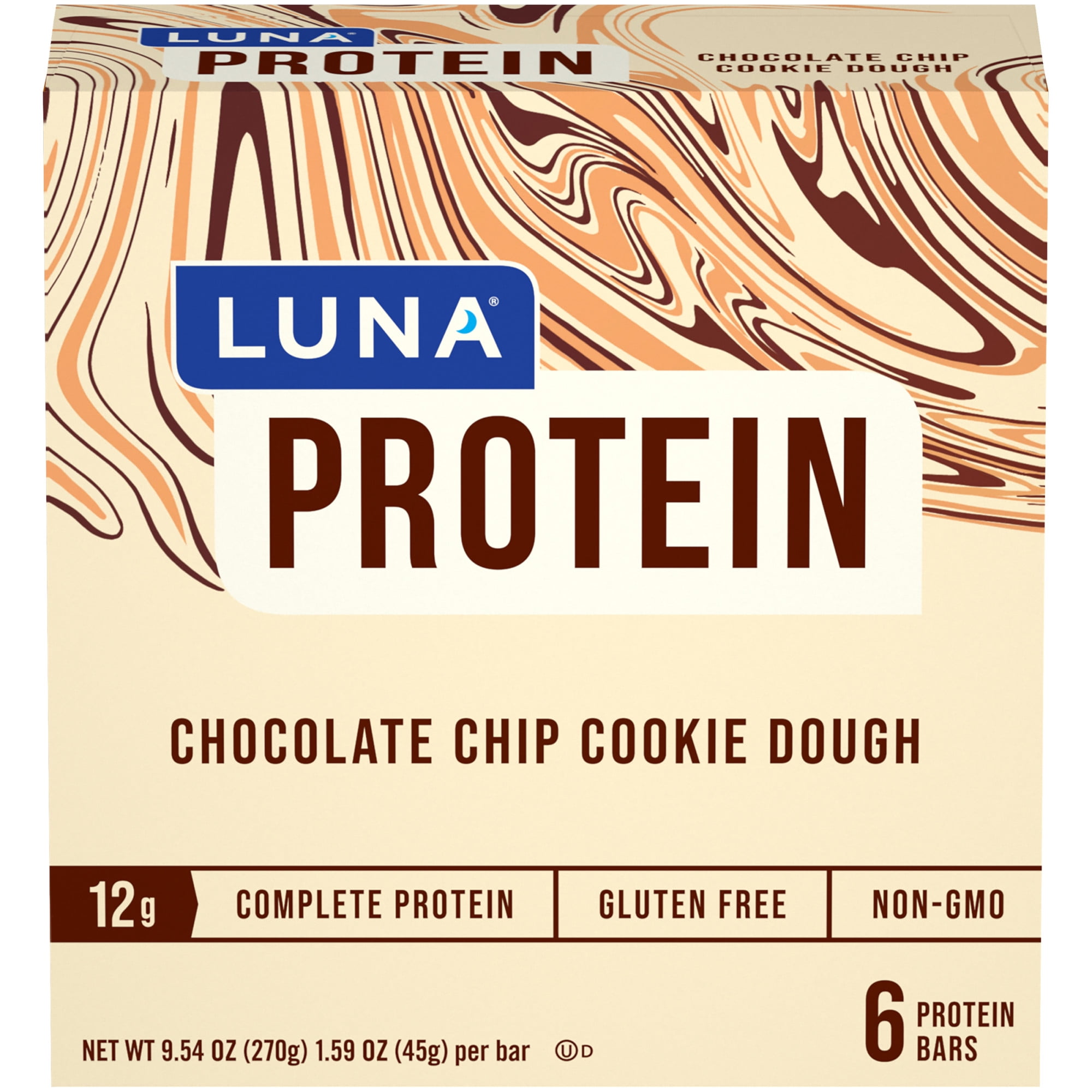 Luna Bar, Chocolate Chip Cookie Dough Protein Bars, 6 ct - Walmart.com