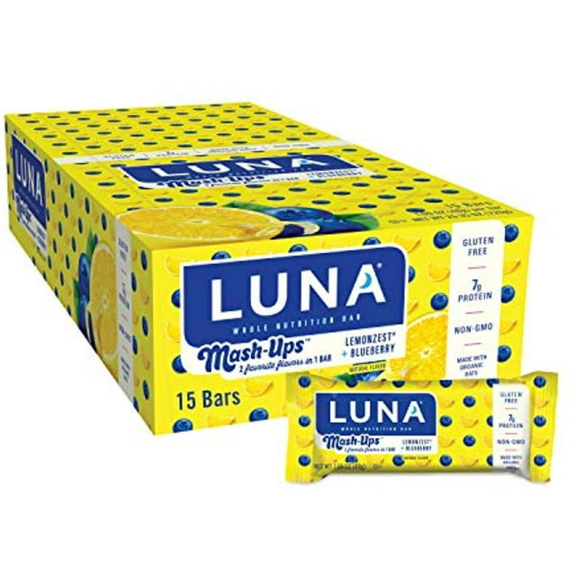 Luna Bar - Mashups - Gluten Free Snack Bars - Lemon Zest & Blueberry ...
