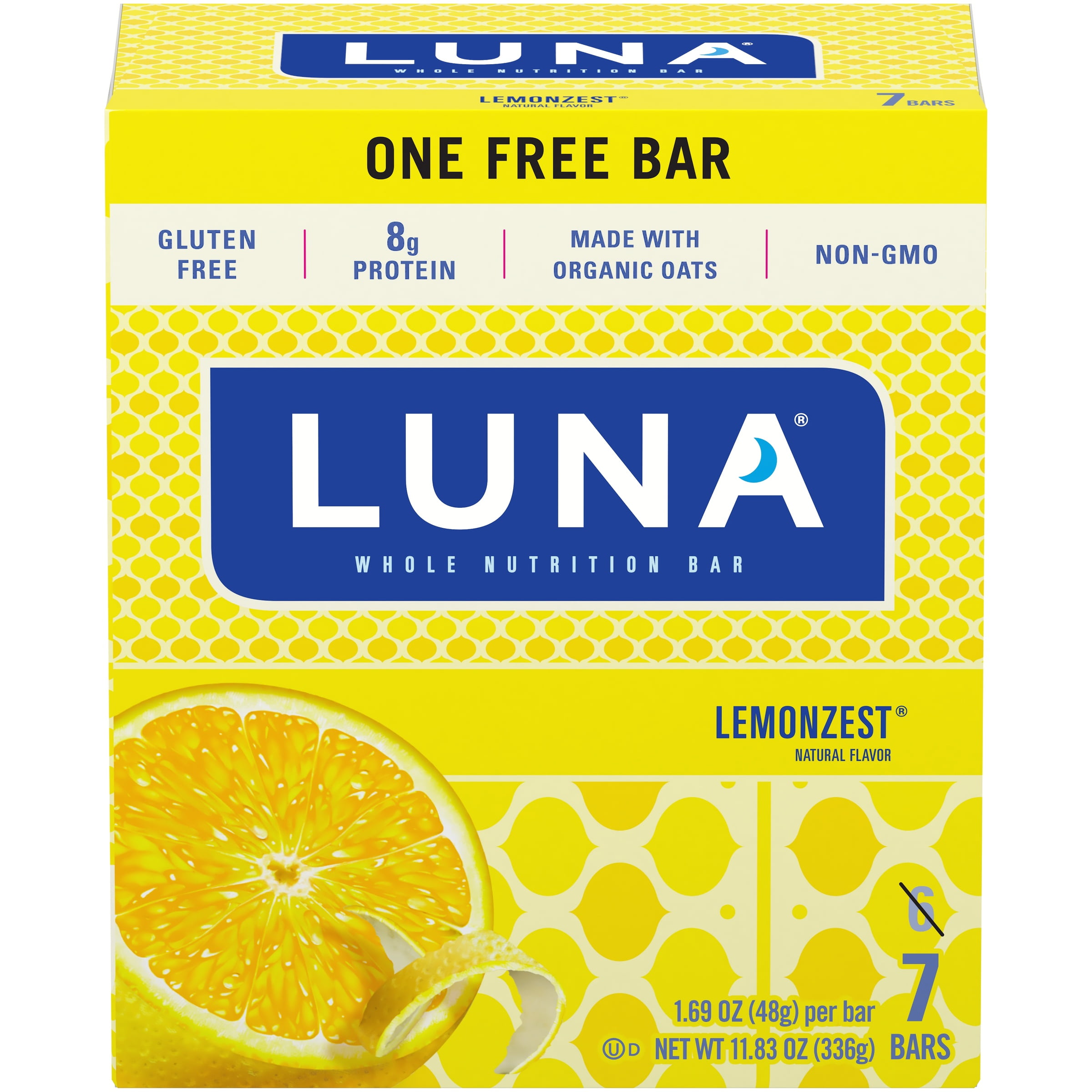 Luna Bar Whole Nutrition Bars, Gluten Free, Lemonzest Flavor, 7 Ct, 1. ...