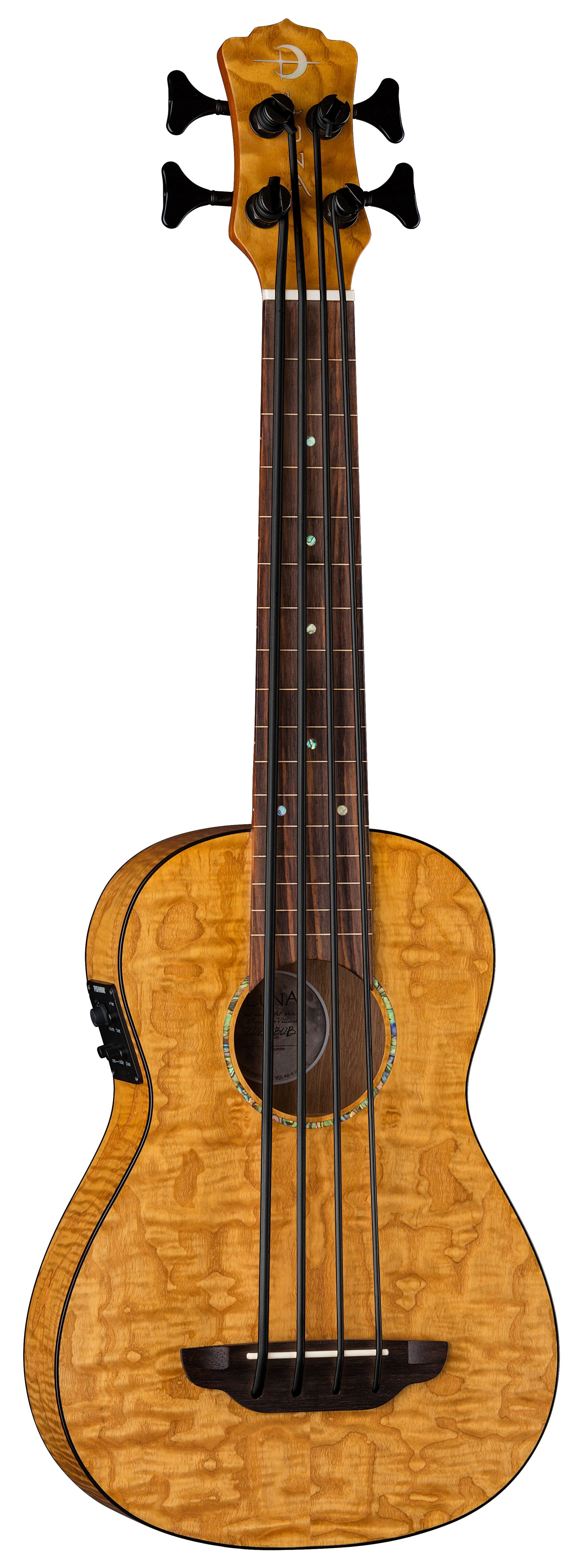 Luna Bari-Bass Ukulele with Preamp-Quilt Top, UKE BBASS QA - Walmart.com