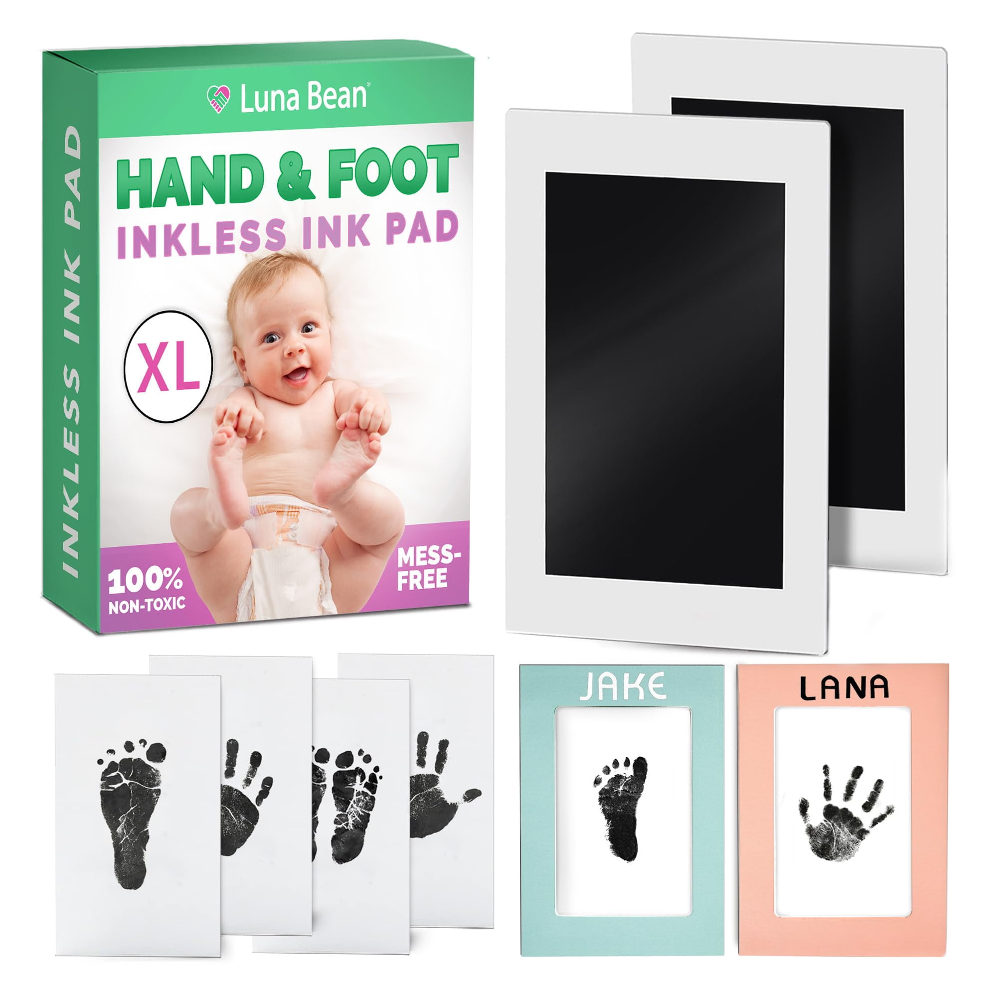 Luna Bean 4-Pack Baby Footprint Kit - Ink Pad for Baby Hand and ...