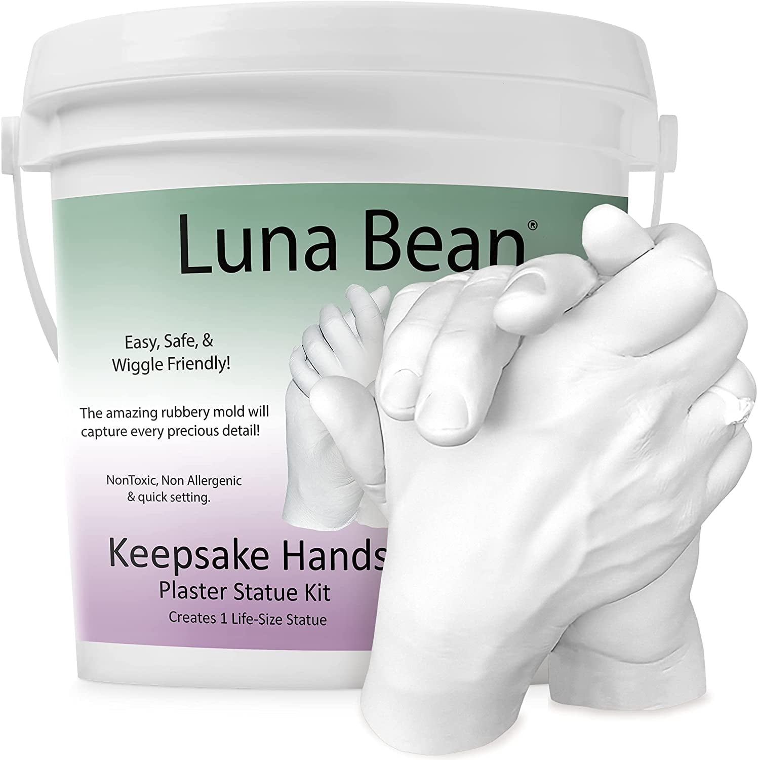 Luna Bean Keepsake Hands Casting Kit | DIY Plaster Statue Molding Kit ...