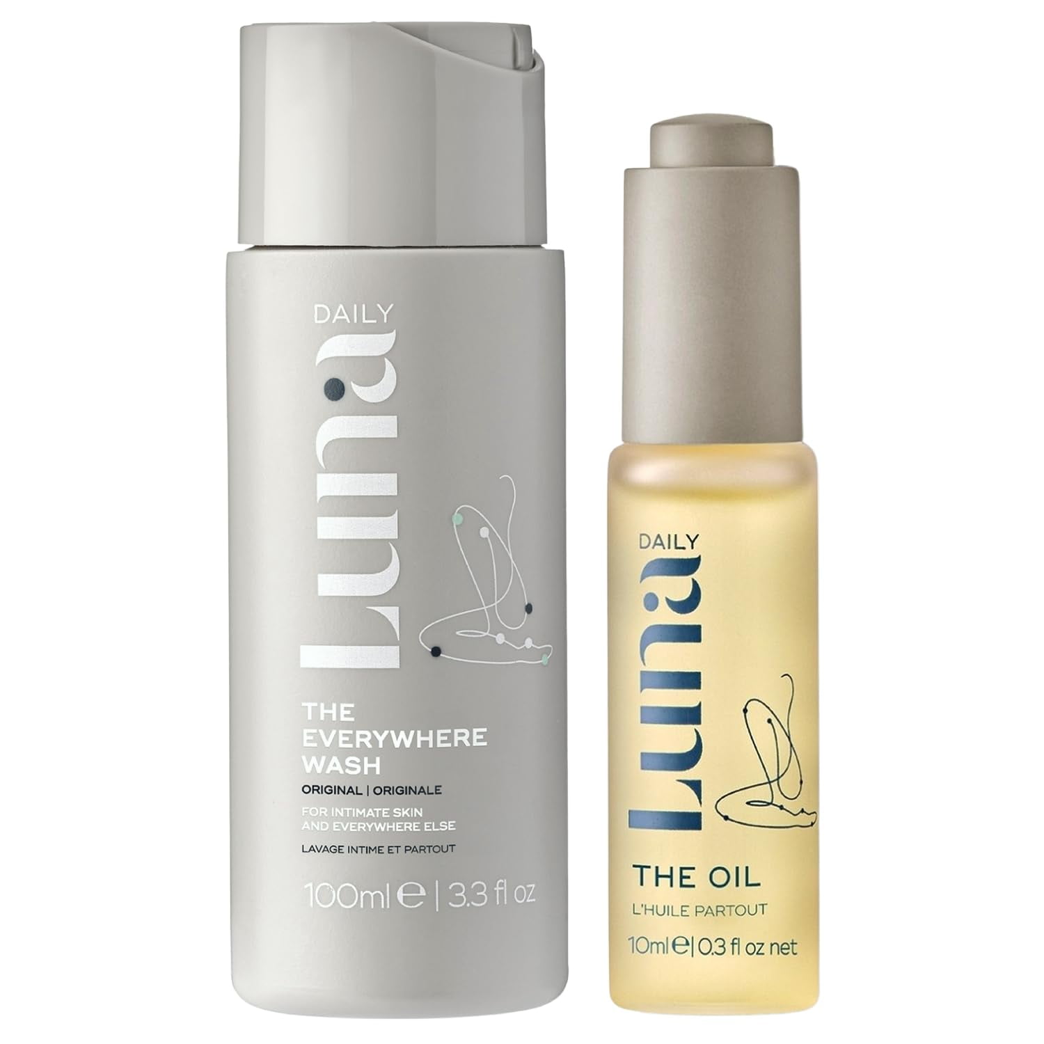 Luna Daily The Feminine DPF11 Wash + Body Oil Set | Travel-Size Feminine Hygiene & Moisturizing ...