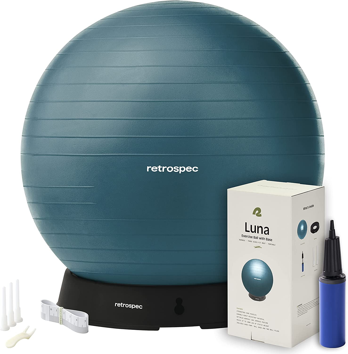 Luna Exercise Ball with Pump - Anti-Burst Fitness Equipment for Yoga ...