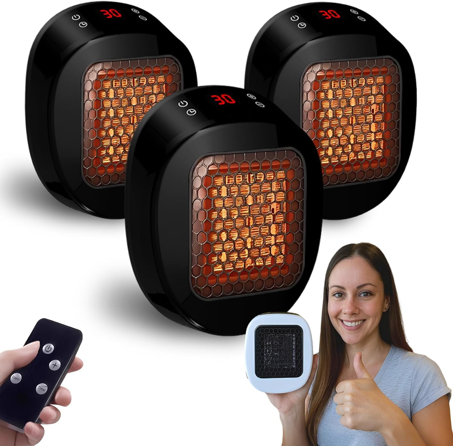 Luna Heater - Portable Plug in Heater, LunaHeater, Instant Heat (Black ...