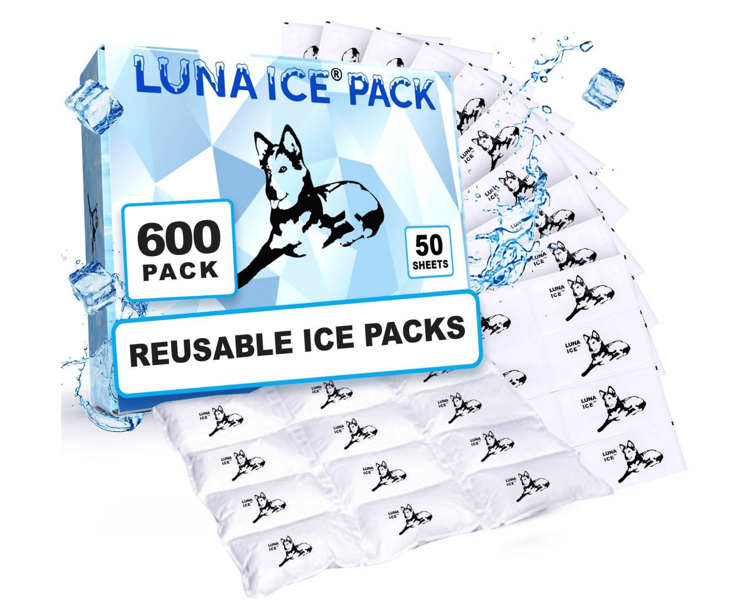 Luna Ice Gel Ice Packs - Dry Ice for Shipping Frozen Food, Lunch Bags ...