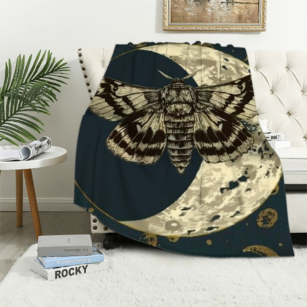 Luna Moth Blanket Adult Death Moth Skull Throw Blanket Black Galaxy ...