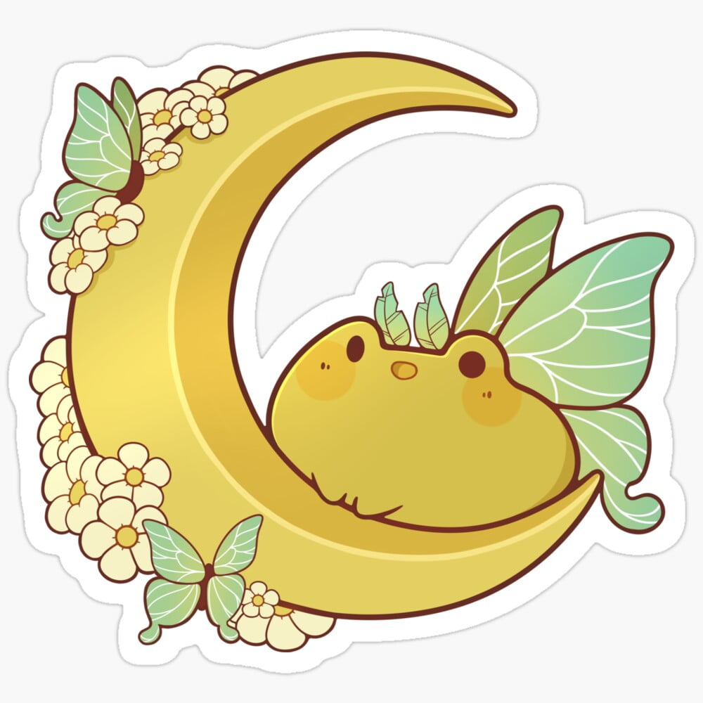 Luna Moth Frog Fairy On A Moon Sticker Phone Decal Water Bottle ...