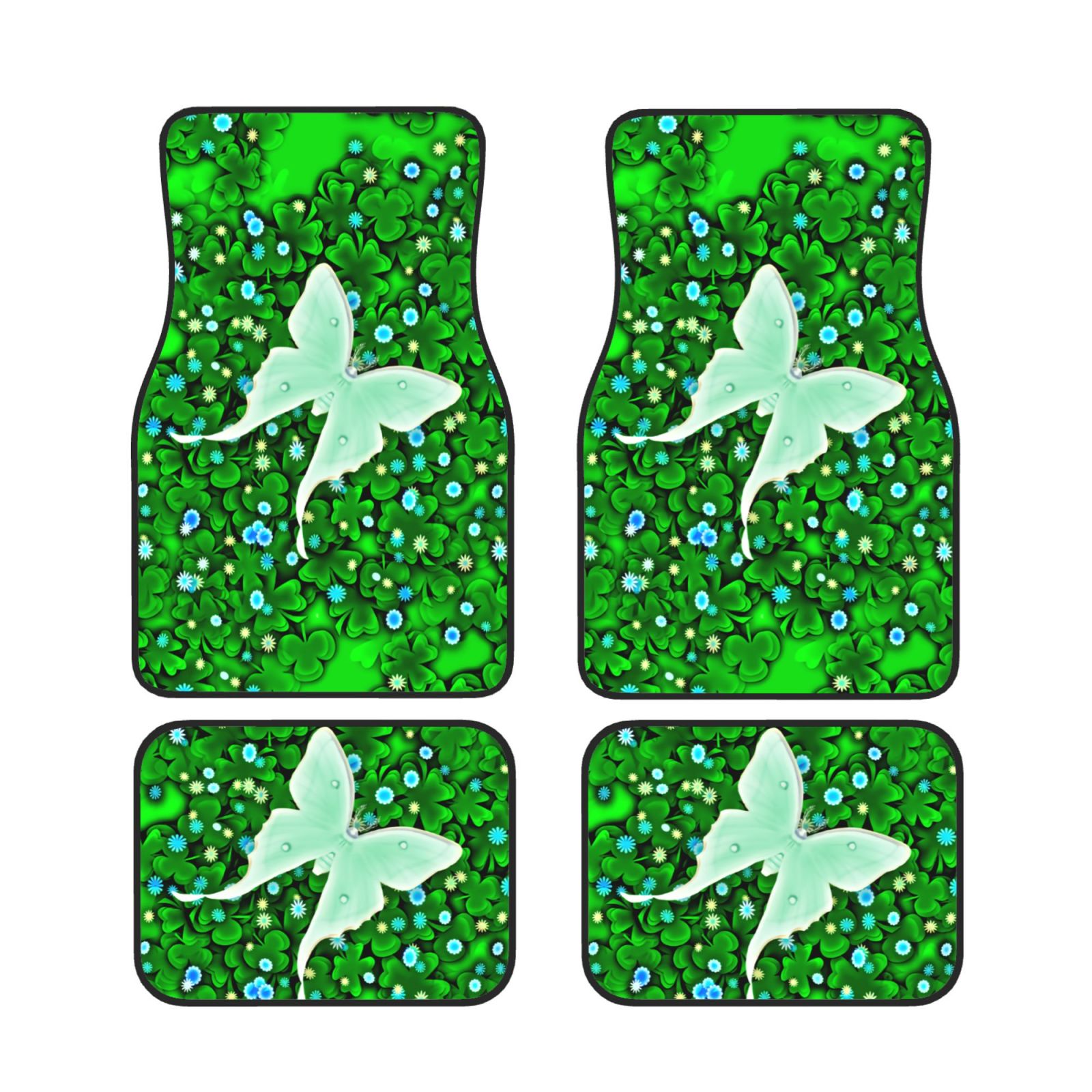Luna Moth In Green Clover Car Front And Rear Floor Mats, Anti Slip Car Mats, Complete Set Of 4 ...