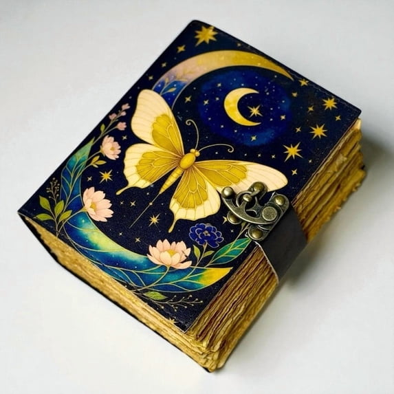 Luna Moth Leather Book of Shadows – Witchcraft Grimoire, 200 Pages ...