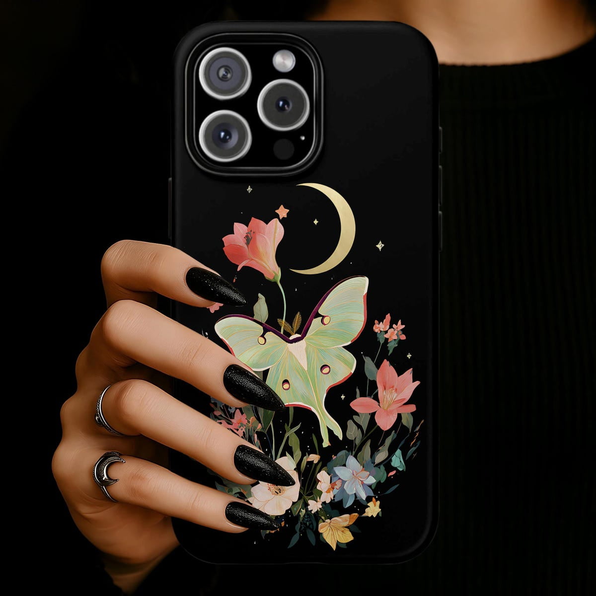 Luna Moth Moon Floral Witchy Fantasy Phone Case iPhone 17 to 11 Pro Max ...