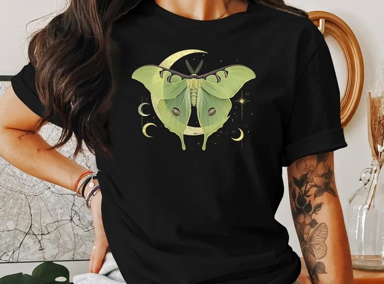 Luna Moth Shirt , Celestial Moon Phase Nature-Inspired T-Shirt, Unisex ...